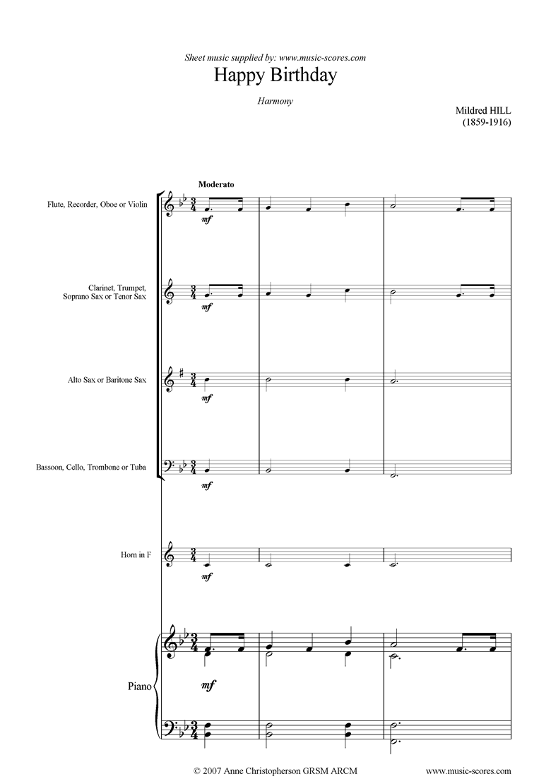Flute Notes For Happy Birthday